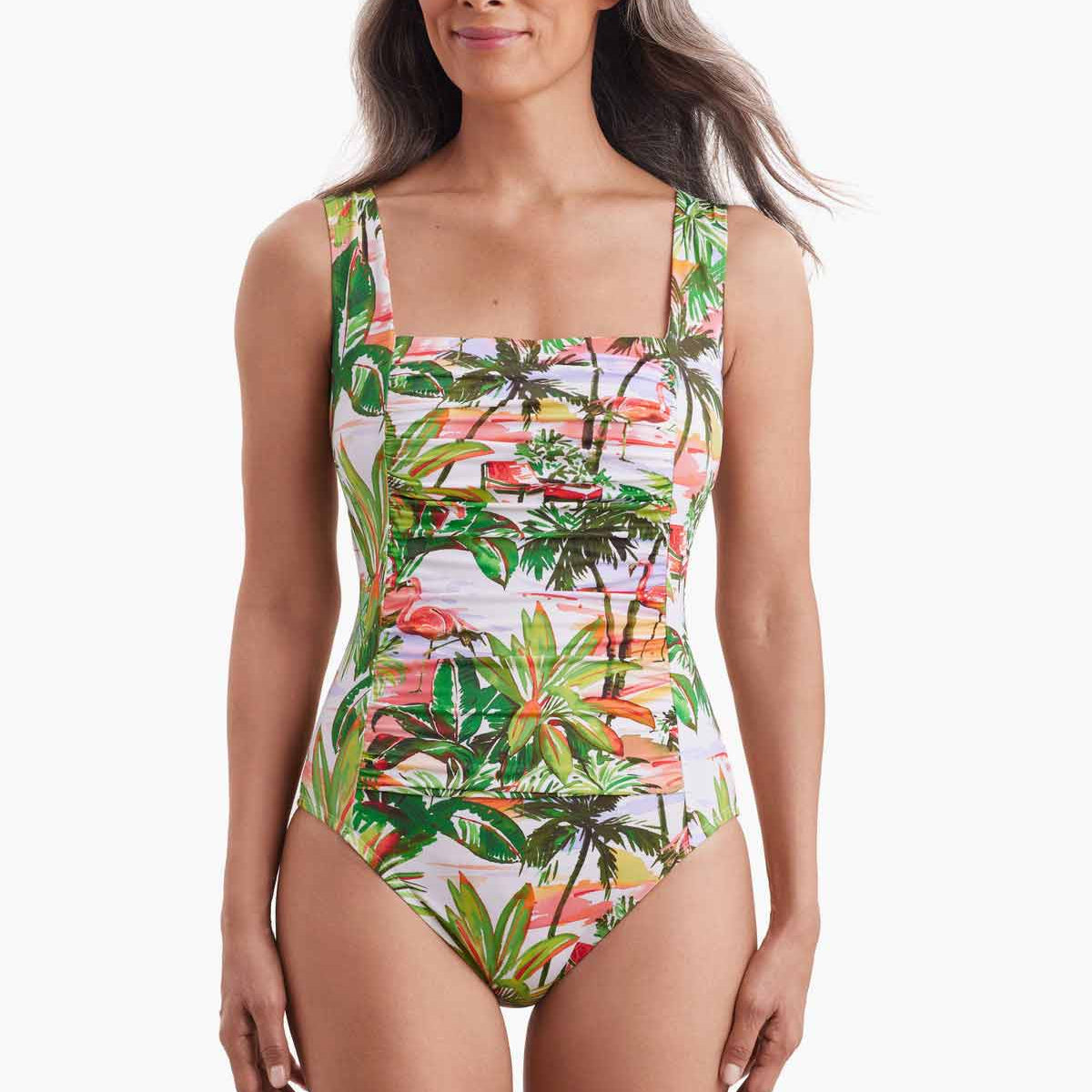 Shape Solver Square Neck Princess Seam One Piece Swimsuit Fancy ...