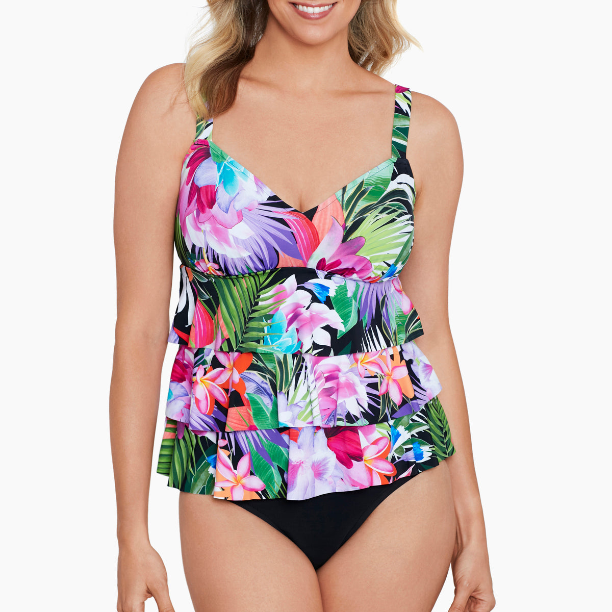 Shape Solver by Penbrooke Triple Tier Tankini Lush Life – Longitude Swim