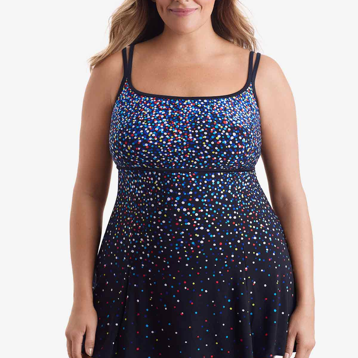 Longitude Plus Size Empire Princess Seam Swim Dress Sprinkles ...