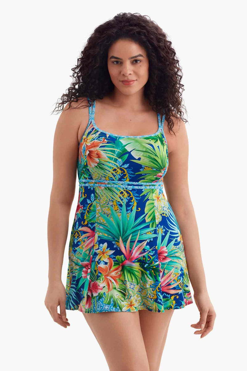 Longitude Plus Size Empire Princess Seam Swim Dress Boca Raton ...