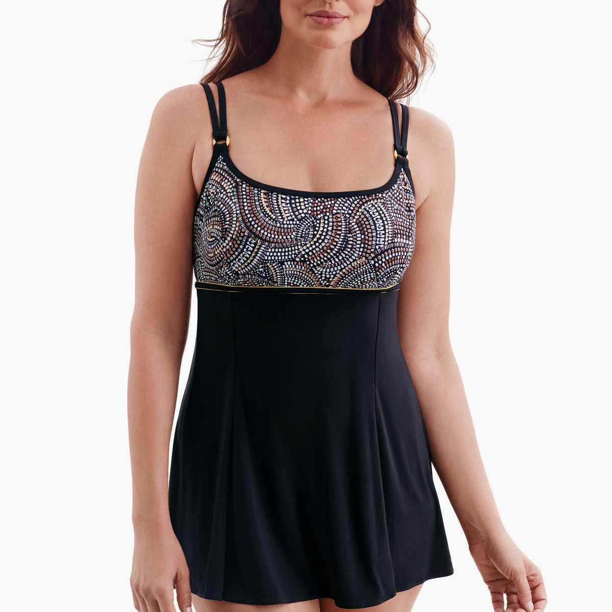 Longitude Empire Princess Seam Long Torso One Piece Swim Dress w ...