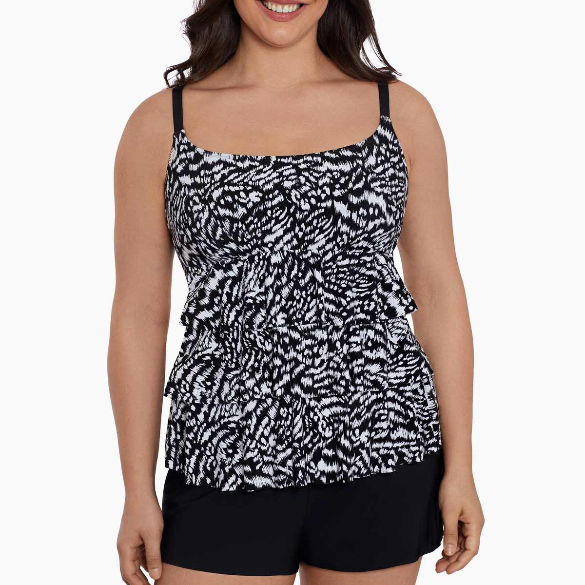 Longitude Ruffle Faux Shortini W/ Pockets Super Sleek – Longitude Swim