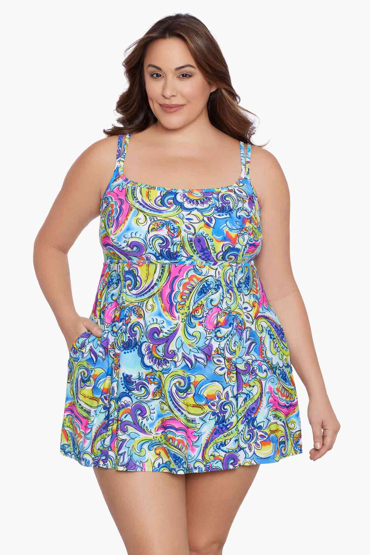 Longitude Empire Princess Seam Swim Dress Paisley Seas – Longitude Swim
