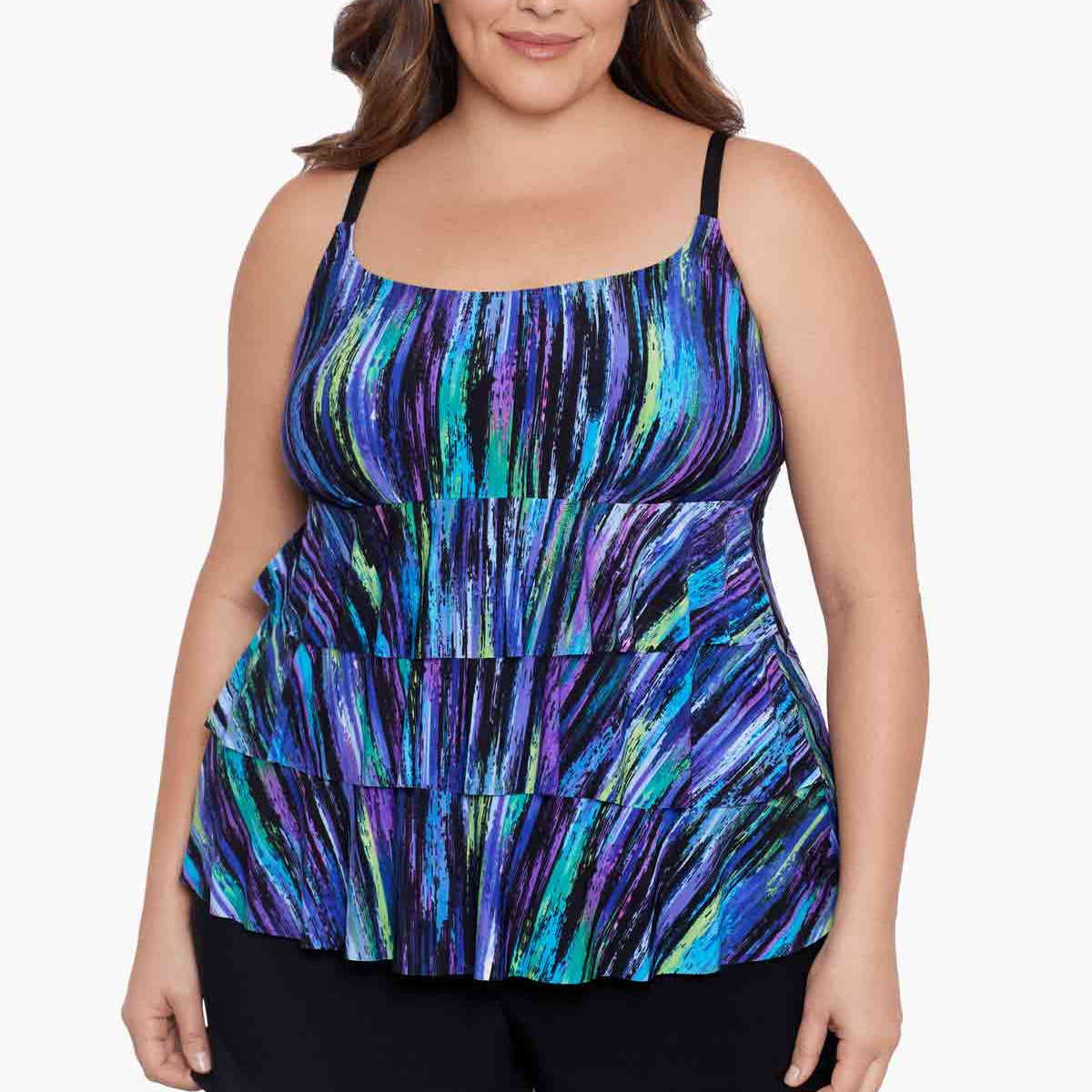 Longitude Ruffle Faux Shortini W/ Pockets Brilliant Streaks – Longitude ...
