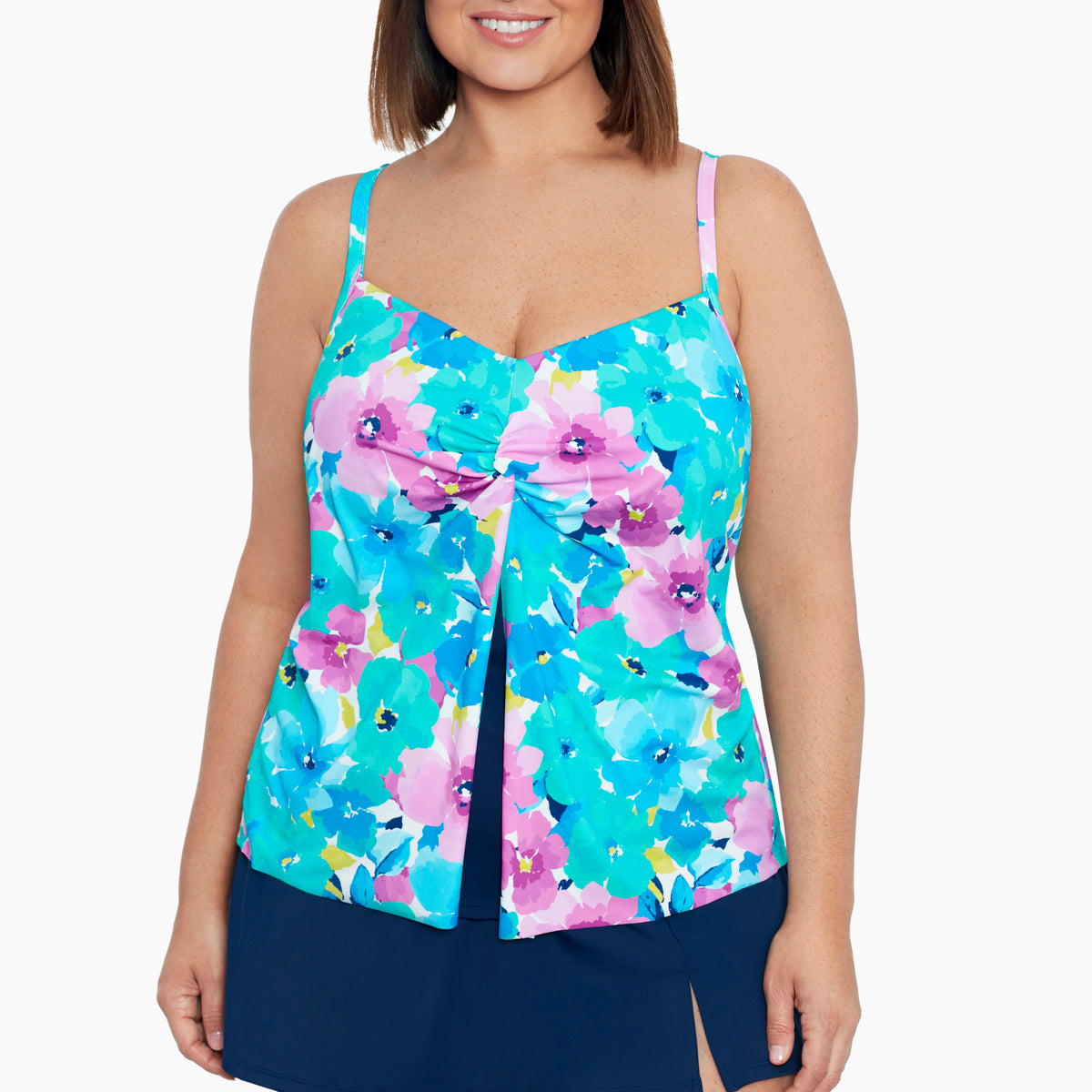 Shape Solver by Penbrooke Plus Size Knotted Flyaway Tankini Hidden ...