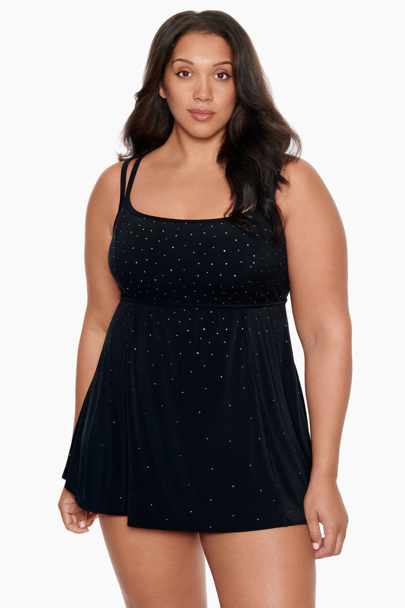 Plus Size Princess Seam Swim Dress Night Stars – Longitude Swim